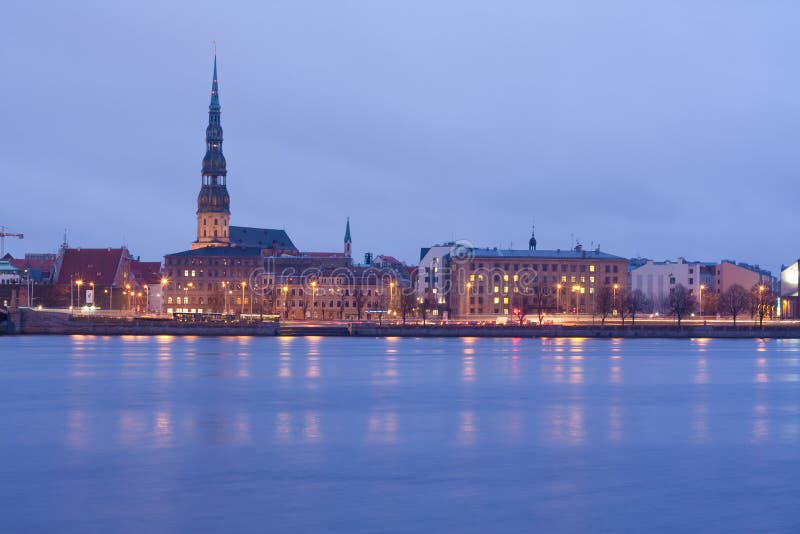 Night river in city stock image. Image of attraction - 13204925