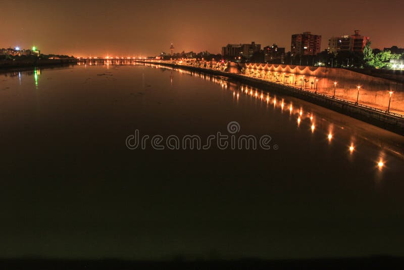 Night riverfront stock image. Image of structure, twilight - 55549667