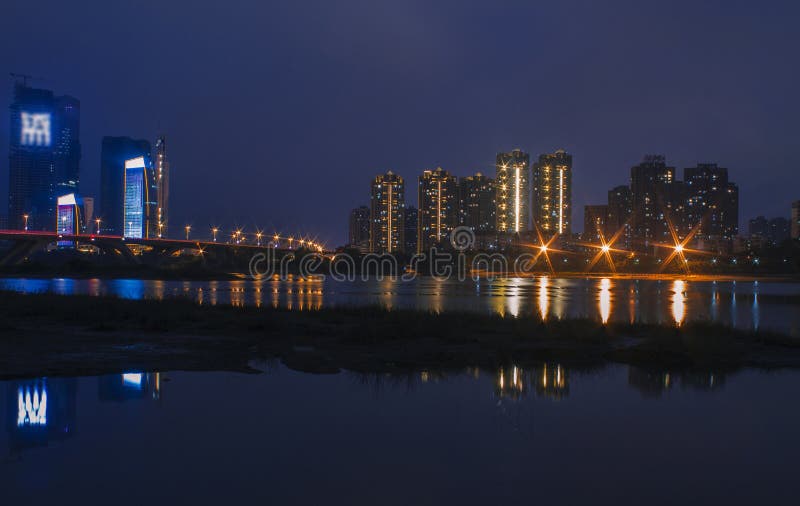 The night of the riverside stock image. Image of environment - 63376727