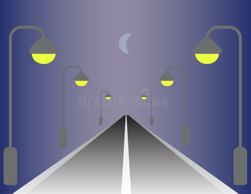 At night the road stock vector. Illustration of road - 12719177