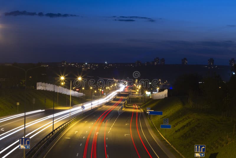 Night road stock image. Image of lighting, illuminated - 14550183