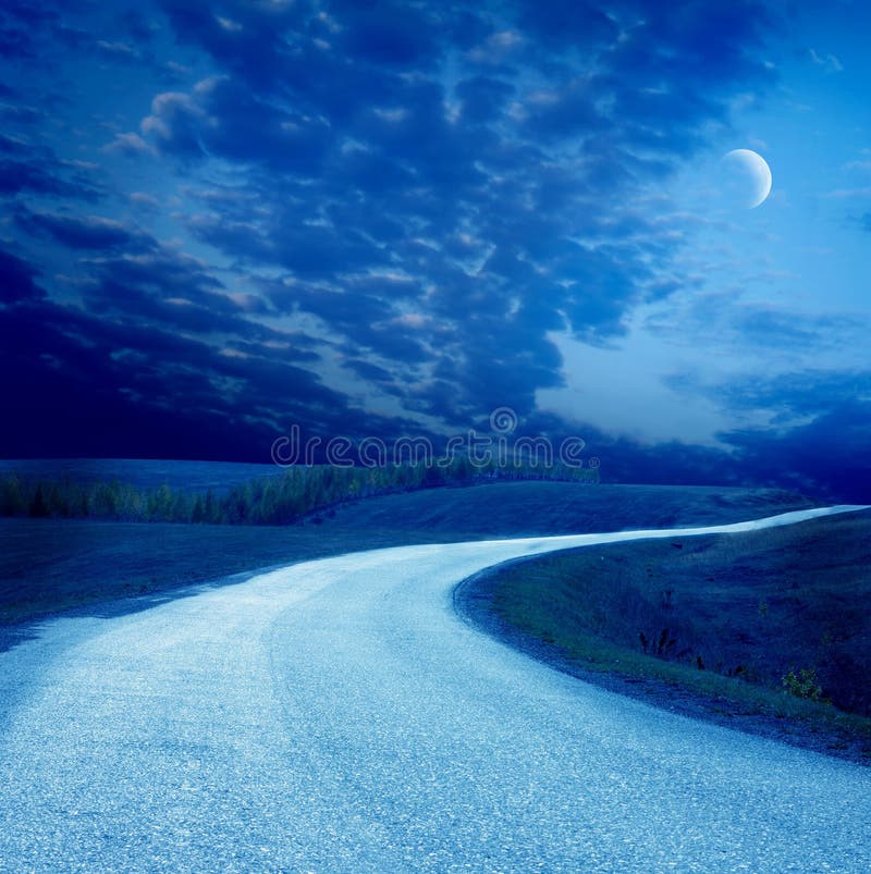 Night road stock photo. Image of prospect, mountains - 22877156