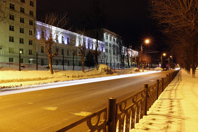 Night road and light lines stock photo. Image of freeway - 80565368