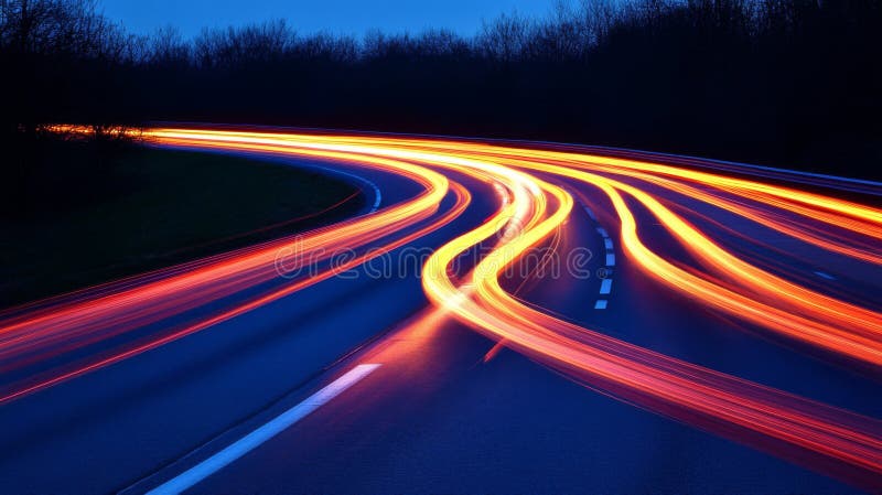 Night Road Light Trails Abstract Curves Stock Illustration ...