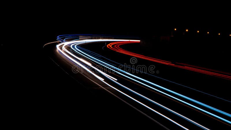 Night Road Lights. Lights of Moving Cars at Night Stock Image - Image ...
