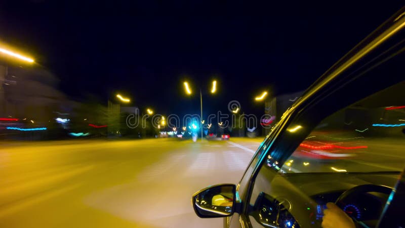 Night Road, Side View, Time-lapse Stock Video - Video of city, neon ...