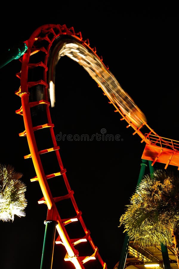 Amusement Park Rides at Night Stock Photo - Image of loop, rides: 1243636