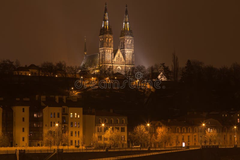 Night Romantic Prague Gothic Castle, Czech Republic Stock Image - Image ...