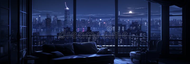 Night Room Interior View Night Studio Abstract Background_ Stock ...