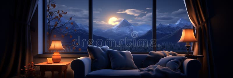 Night Room Interior View Night Studio Abstract Background_ Stock ...