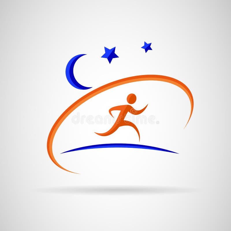 Night, running stickman stock vector. Illustration of searhlight - 36384689