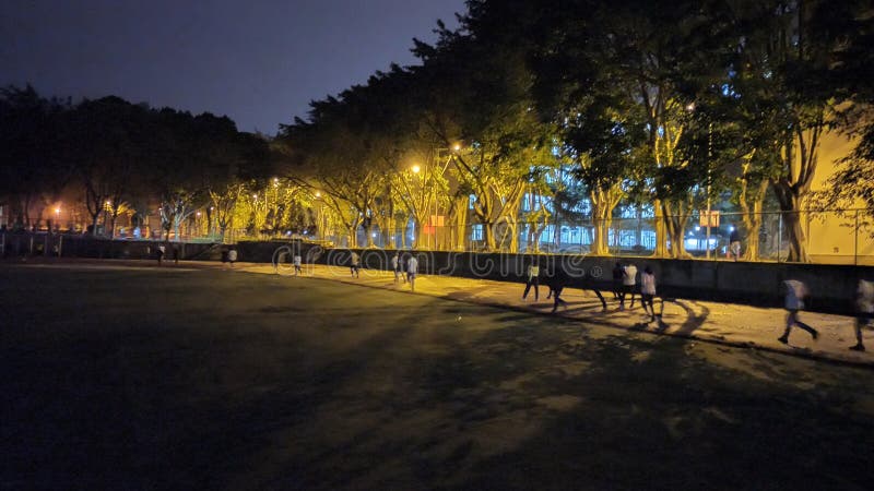 Night Running In The Snowy Park Stock Image - Image of sporty, winter ...