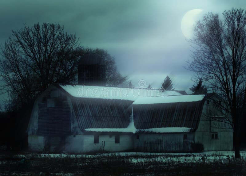 Night rural farm scene stock photo. Image of night, midnight - 23778258