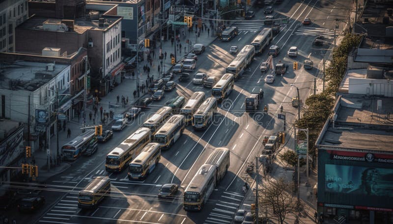 Night Rush Hour Traffic Jam in City Generated by AI Stock Illustration ...