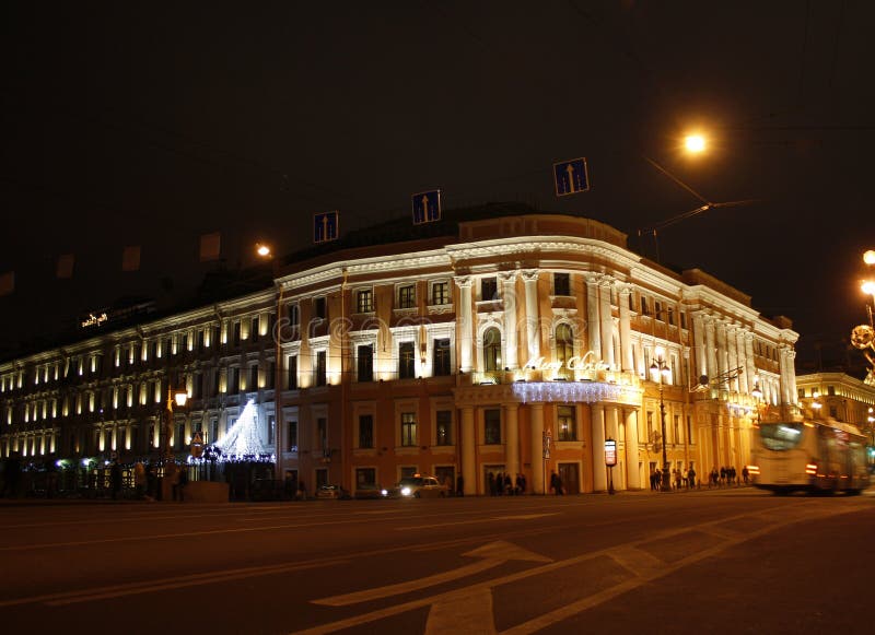 Night Saint Petersburg stock image. Image of illumination - 12900613