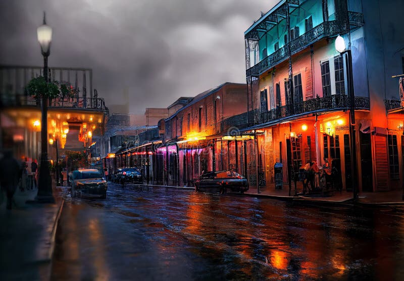 Night scane in twon stock illustration. Illustration of waterway ...