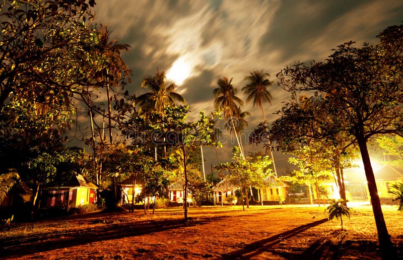 Night scene stock photo. Image of bungalow, tourist, holiday - 54182162