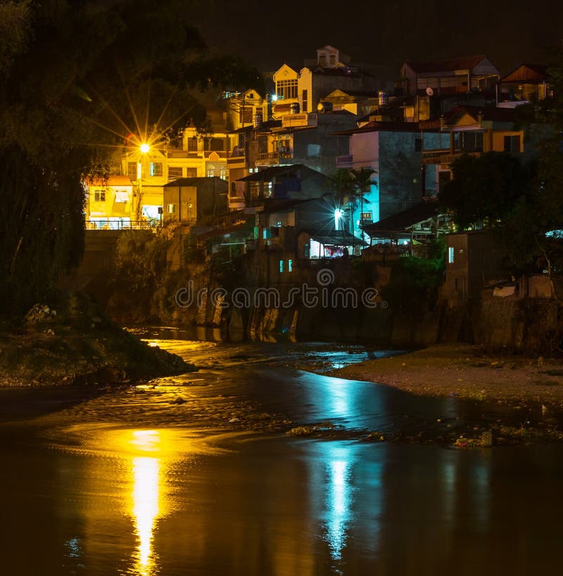 Night scene stock photo. Image of east, river, asian - 54183020