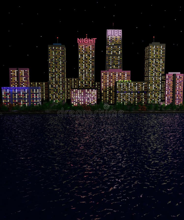 Night Scene stock illustration. Illustration of water - 7272041