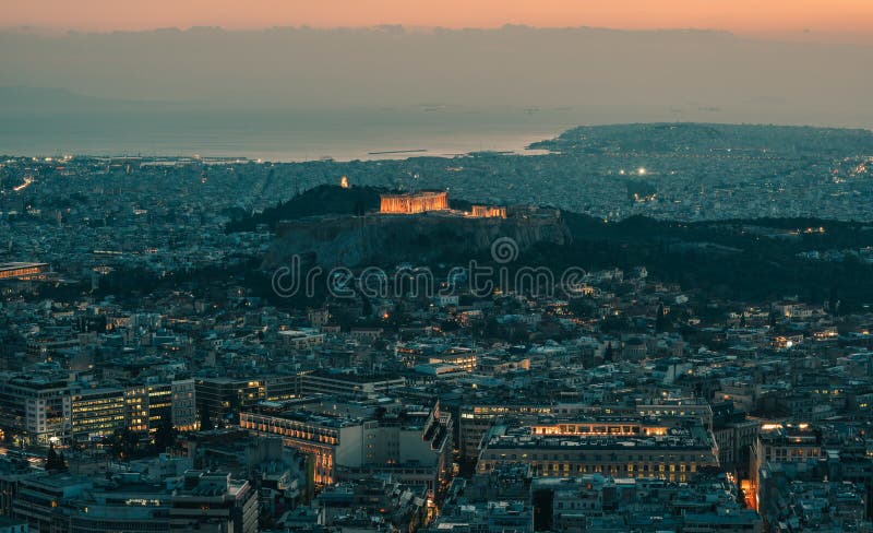 Night Scene of Athens, Greece Stock Photo - Image of city, night: 157201540