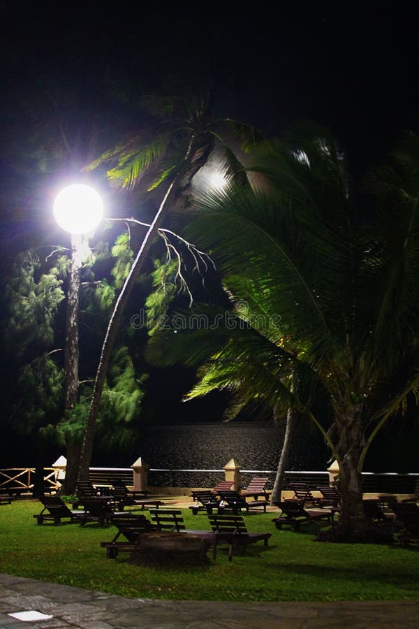 Night Scene by the Beach with a View of the Ocean Stock Image - Image ...