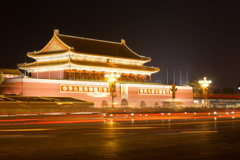 Night scene in Beijing editorial photography. Image of china - 21159407