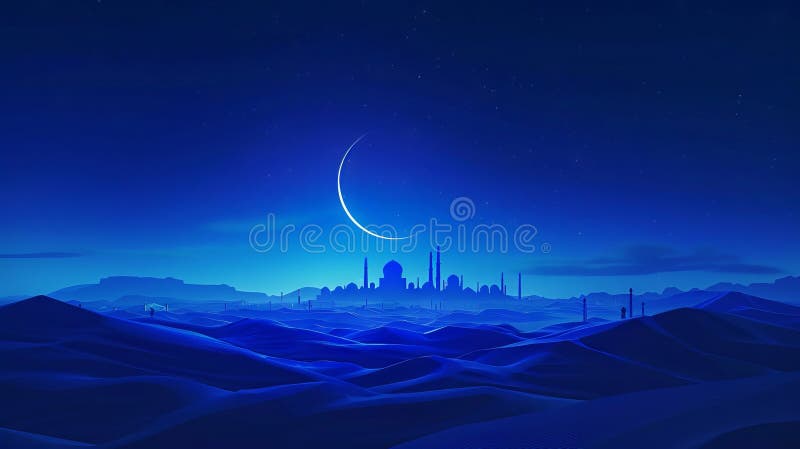 A Night Scene with a City and Moon Stock Image - Image of city, moon ...