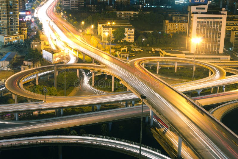 Night Scene Of City Overpass Stock Image - Image of city, comm: 20811549