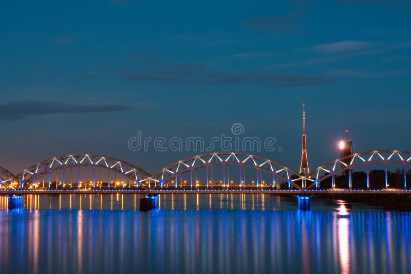 Night Scene with City River and Sky Stock Image - Image of river, dusk ...