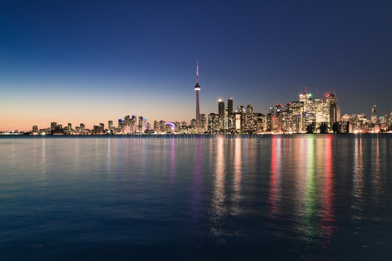 Night Scene of Downtown Toronto Stock Image - Image of later, time ...