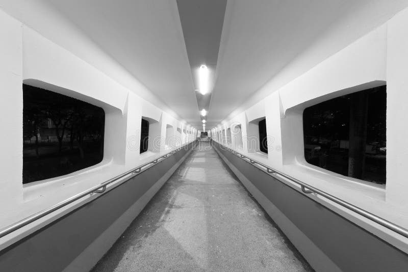 Empty Modern Pedestrian Walkway Stock Image - Image of black ...