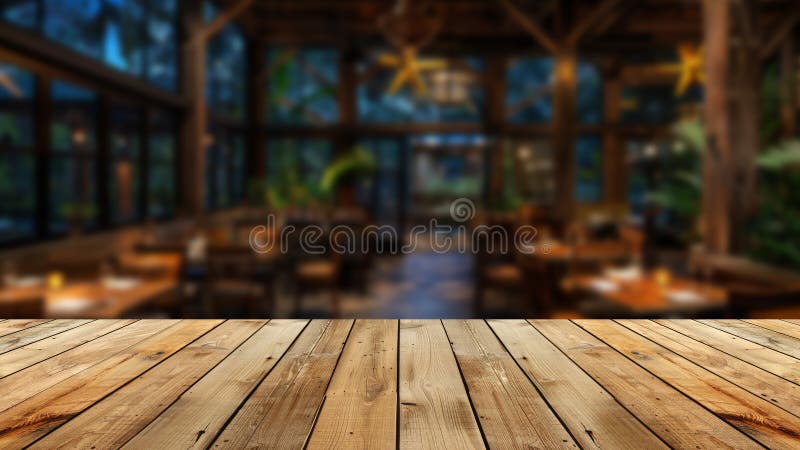 Night Scene: Empty Table with Restaurant Background for Ads Stock Image ...