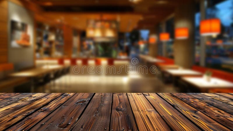 Night Scene: Empty Table with Restaurant Background for Ads Stock Image ...