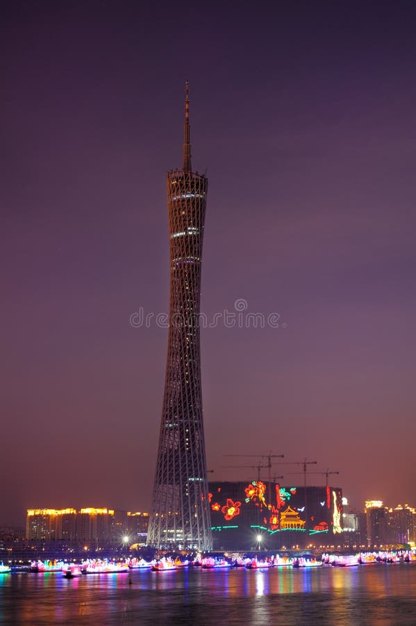 Night Scene of Guangzhou Tower Editorial Photo - Image of night, china ...