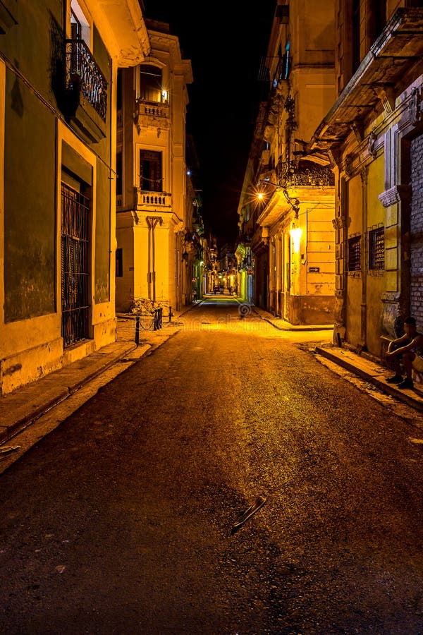 Night scene in Havana stock image. Image of cityscape - 86580079