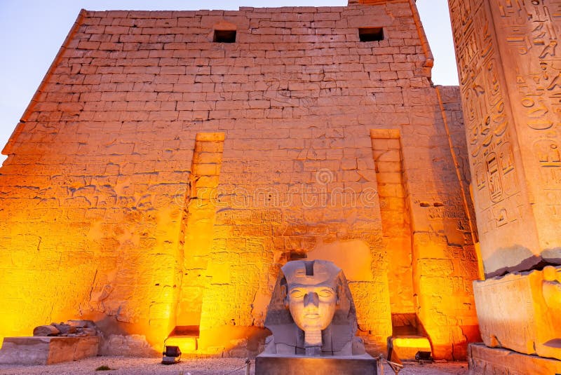 Night Scene of the Head of Great Pharaoh Ramses II Statue Stock Photo ... Night Scene of the Head of Great Pharaoh Ramses II Statue Stock Photo ...