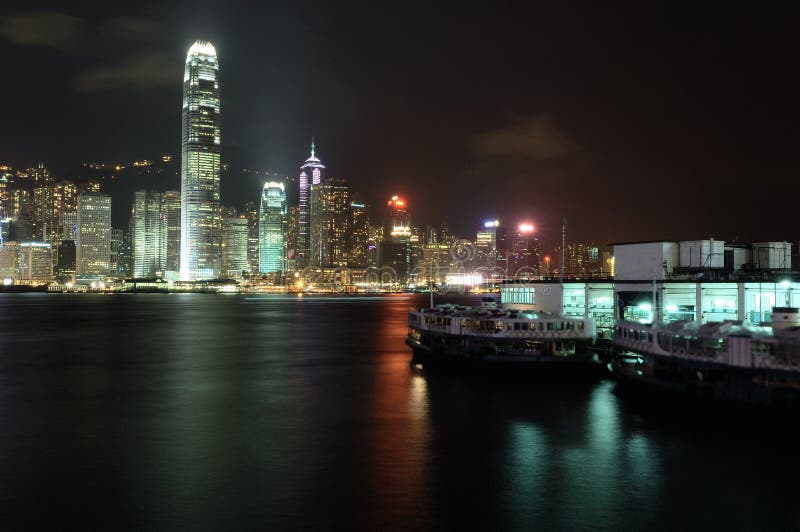 Night scene of Hong Kong stock photo. Image of light - 10666524