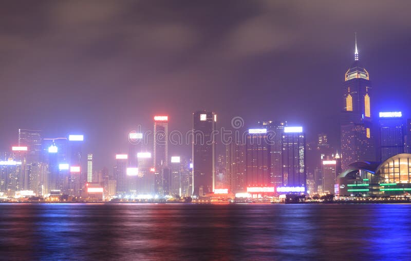 Night scene of Hong Kong stock image. Image of perm, downtown - 12608293