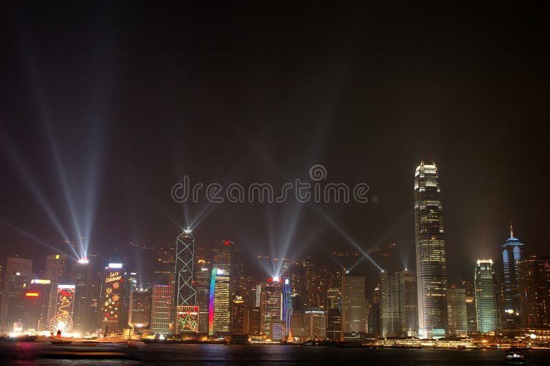 Night Scene of Hong Kong Skyline Stock Photo - Image of architecture ...