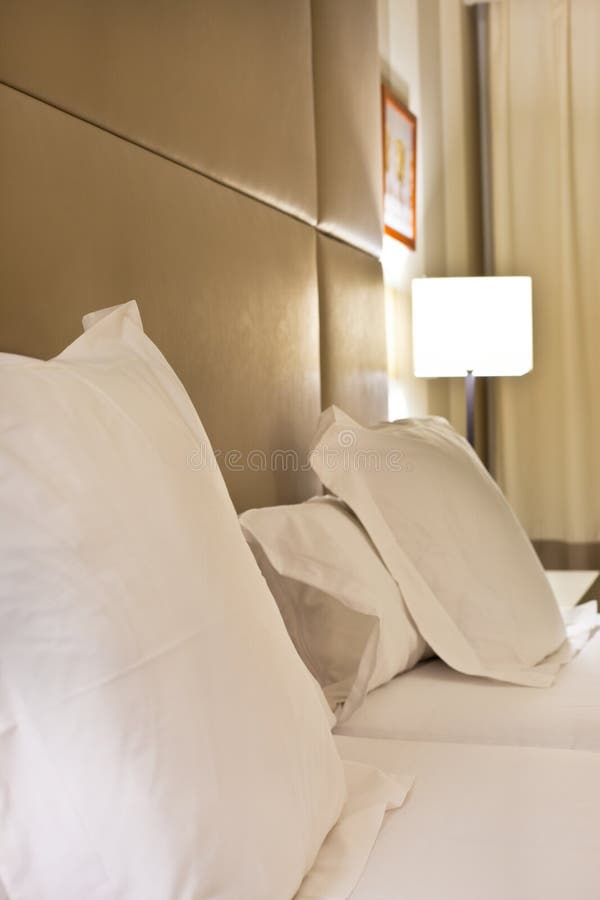 Night Scene in Hotel Room: Prepared Fresh Bed Stock Photo - Image of ...