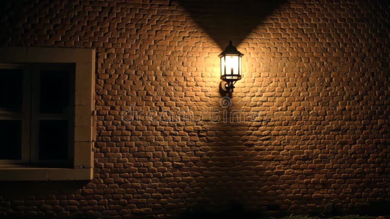 Night Scene: Illuminated Brick Wall with a Lantern Stock Video - Video ...