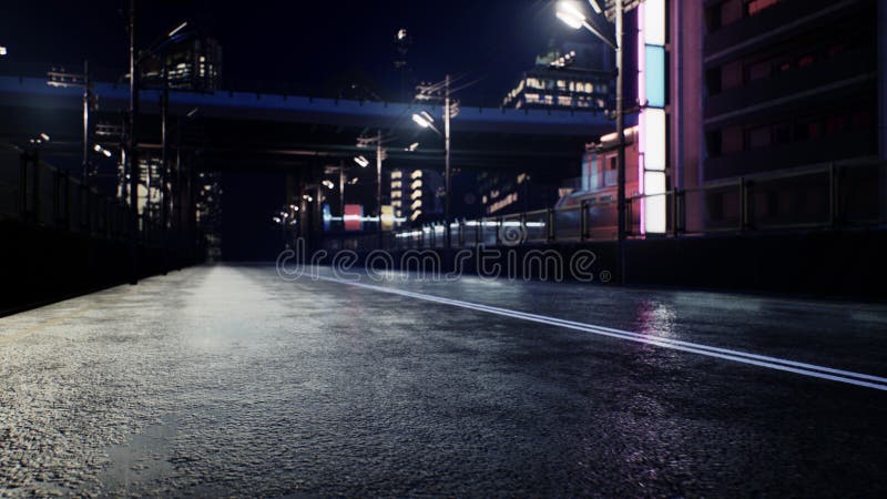 Night Scene of Japan City with Neon Lights Stock Image - Image of japan ...