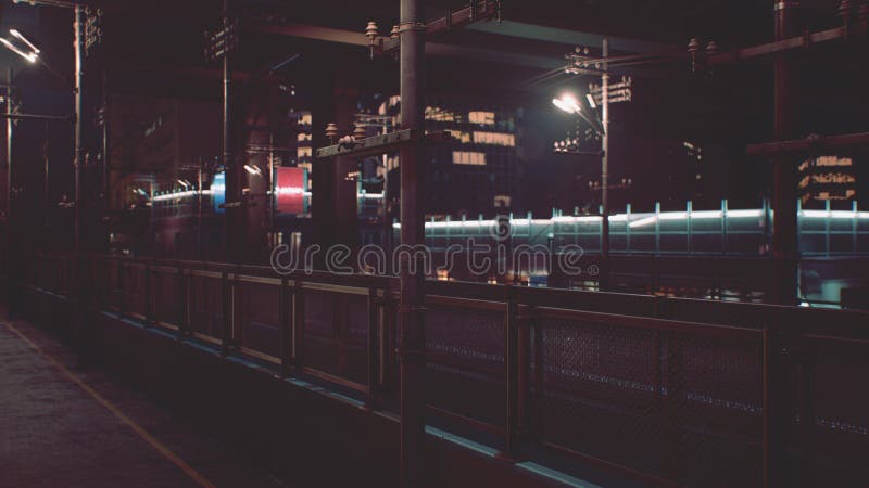 Night Scene of Japan City with Neon Lights Stock Photo - Image of ...