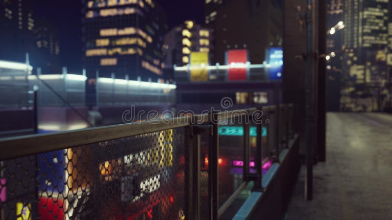 Night Scene of Japan City with Neon Lights Stock Image - Image of ...