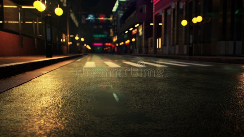 Night Scene of Japan City with Neon Lights Stock Illustration ...