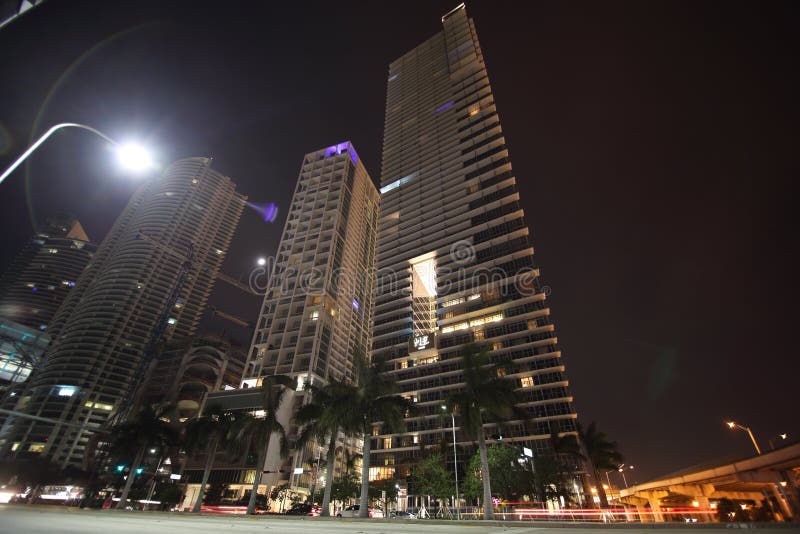 Night Scene of Miami, Florida Stock Image - Image of night, miami: 77358555