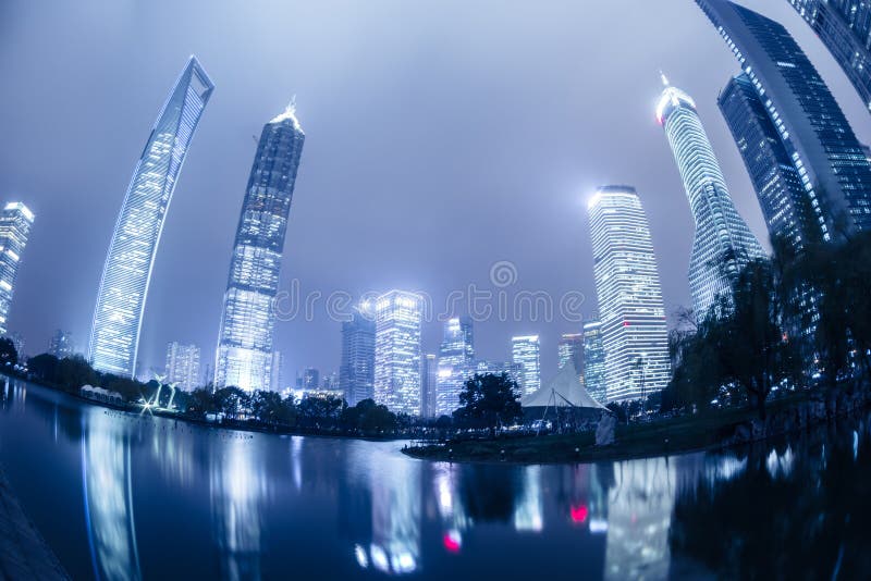 Night scene of modern city stock image. Image of china - 28686641