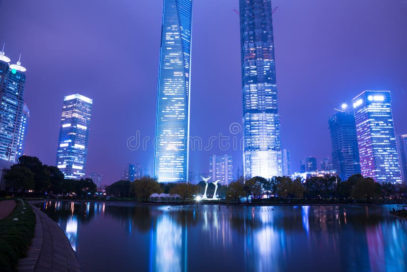 Night scene of modern city stock photo. Image of transportation - 28688040