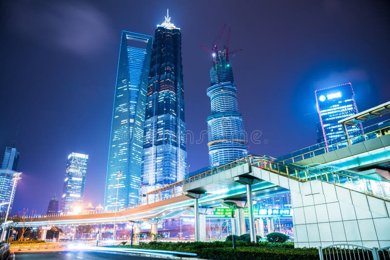 Night scene of modern city stock photo. Image of driving - 28688056