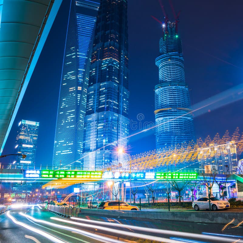 Night scene of modern city stock image. Image of night - 28691223